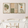 IDEA4WALL Mid Century Modern Boho Organic Tropical Leaf Abstract Framed Canvas 3 Pieces Print ...